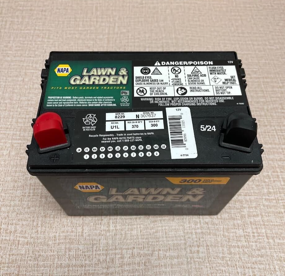 NAPA 8229 Lawn and Garden Tractor Lead Acid Battery BCI No. U1 3 | eBay