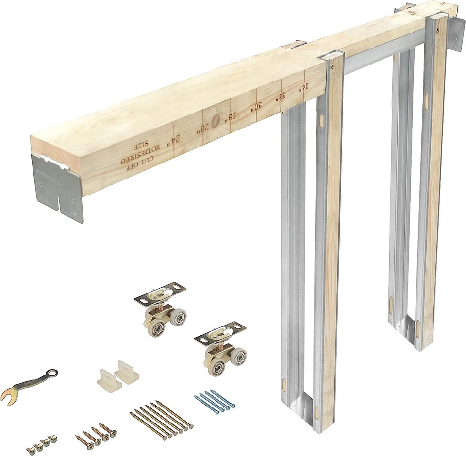 DIYHD Sliding Pocket Door Frame and Rolling Hardware Kit for 2X4 Studs ...