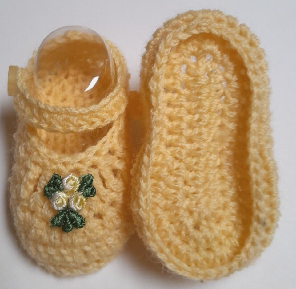 Yellow/tribud adjustable strap newborn reborn baby booties/shoe 000 7.5 ...