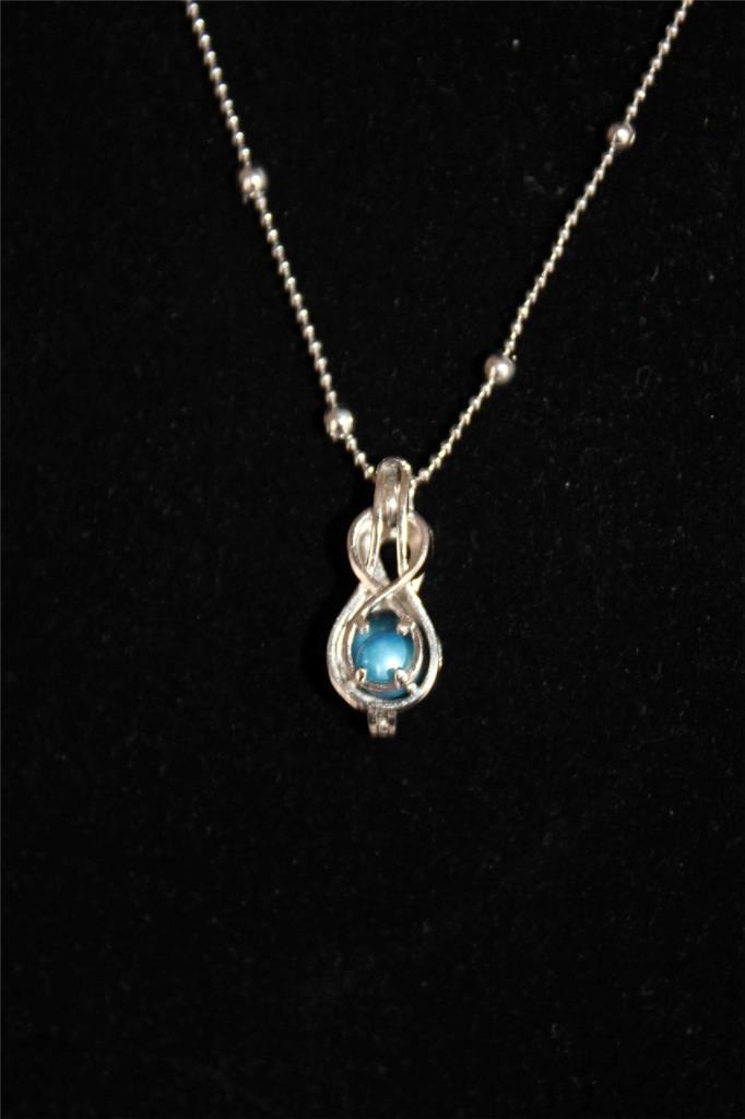 20"BLUE PEARL FIGURE EIGHT LOCKET NECKLACE~18K WHITE … - Gem