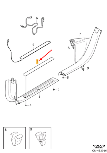 VOLVO XC60 MK2 Garniture porte avant Insert plaque seuil 31479067 ...