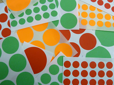 Red, Orange, Green Colour Coloured Sticky Labels, Circular Circle Round ...