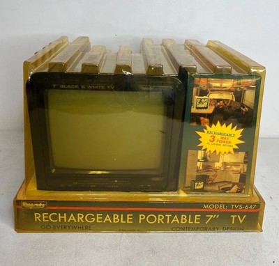 Vintage Rhapsody TVS-647 7" Portable Black & White TV 3-Way Power New ...