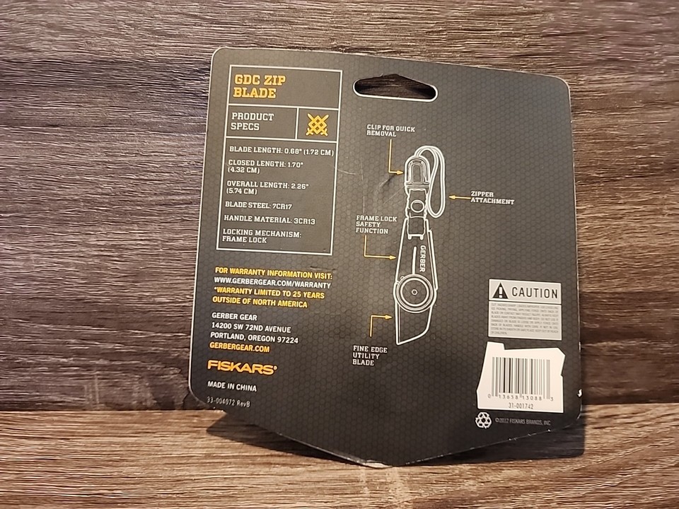 Gerber Gear GDC Zip Knife Blade Safety Frame Lock Quick-Release Clip ...