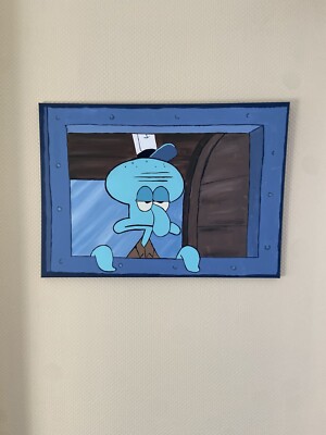 Squidward Looking out The Window Handmade Painting 70x50cm | eBay