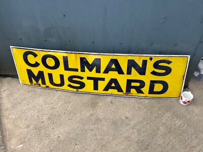 VERY LARGE ANTIQUE / VINTAGE ENAMEL COLEMAN’S MUSTARD SIGN, 157cm | eBay UK