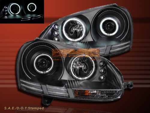 2006-2009 Black Housing VW GTI/Jetta/Rabbit Dual CCFL Halo Projector ...