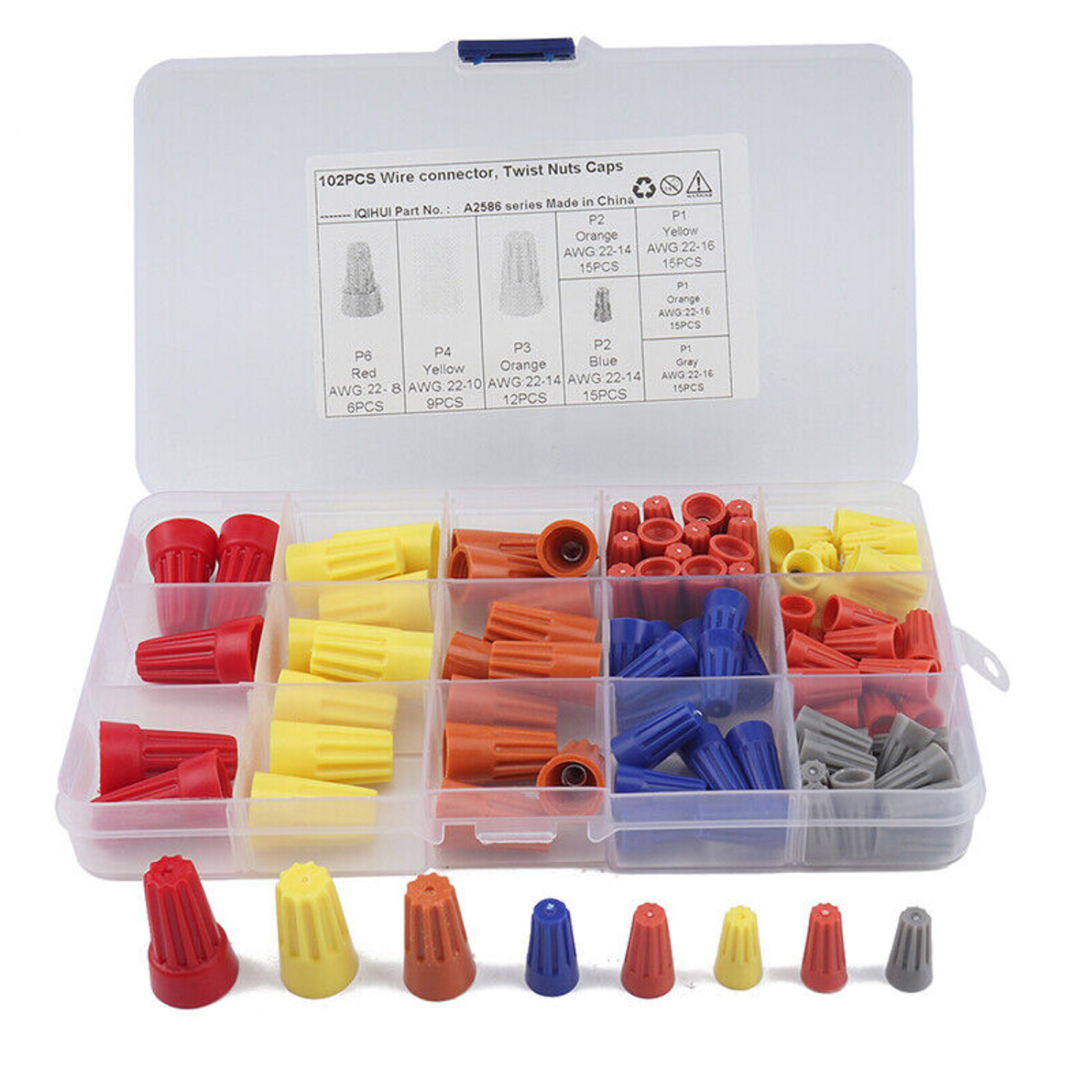 102PCS Insulated Spade Terminals Twist-On Electrical Wire Connectors ...