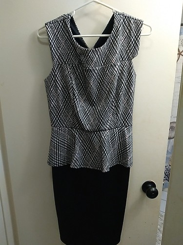 ENFOCUS DESIGN CHECK TOP BLack Bottom. Pendum Dress Zipper Back Size M ...