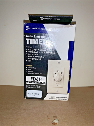 Intermatic FD6H IVORY Auto Shut Off 6 Hour Spring Loaded Wall Timer-NEW ...