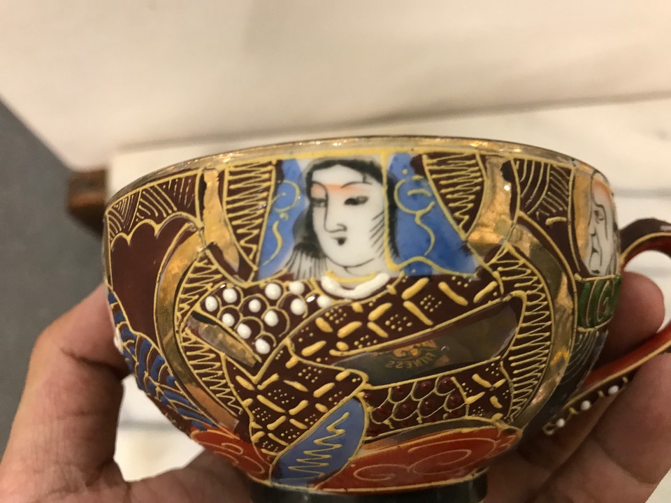 Japanese Hand Painted Tea Cup and Saucer - Colorful design - Vintage | eBay