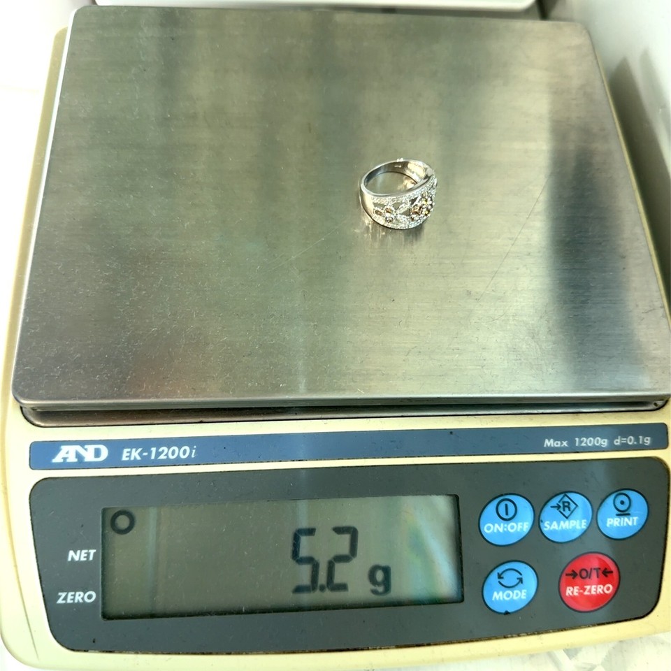 JWBR 14K White Gold White & Fancy Colored Diamond Flower Ring Size 6 ...