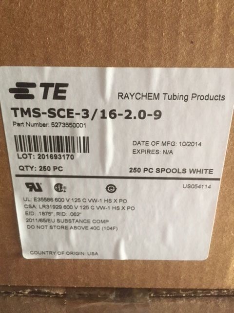 TE Connectivity Raychem Heat Shrink ID Sleeve, Roll of 250 (TMS-SCE-3/ ...