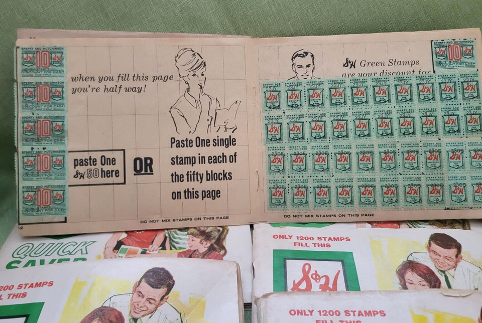 S&H Green Stamp Quick Saver Book with Stamps 1950s MCM Vintage lot of ...