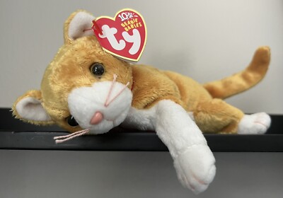 Orig Ty Beanie Baby 22 Yrs! 😻7" TANGLES Orange-Brown Cat😻 2003 11/13 ...