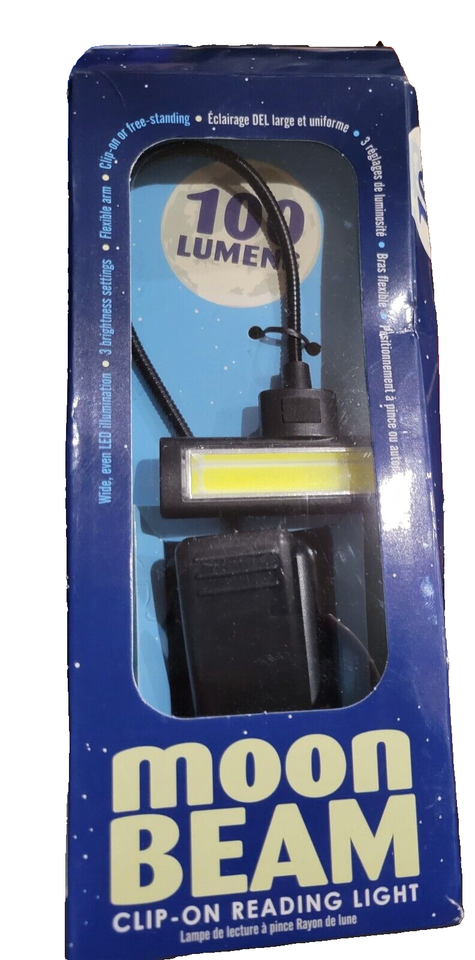 Moon Beam Clip-on Book Light LED Reading Lamp 100 LUMENS Mini Lamp | eBay