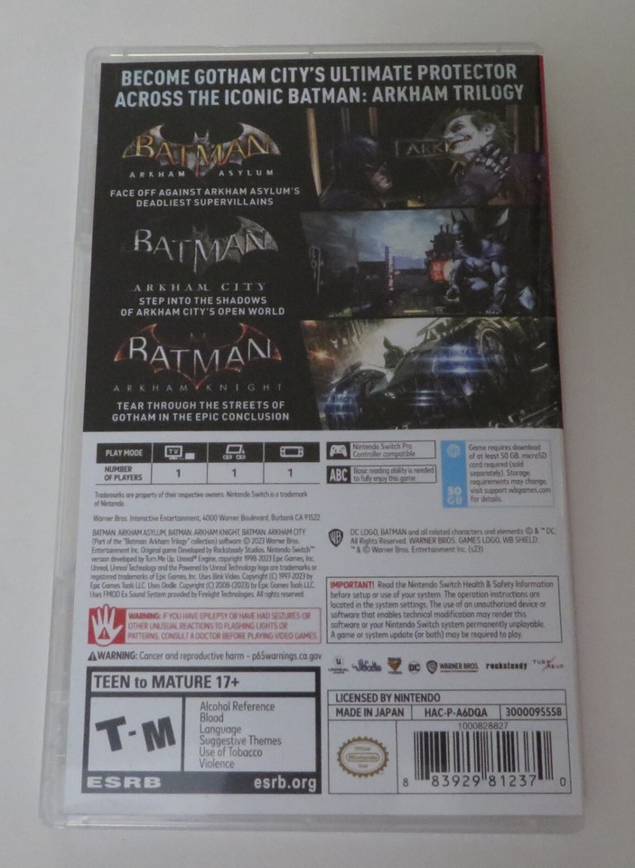 Replacement Case (NO GAME) Batman Arkham Trilogy Nintendo Switch | eBay
