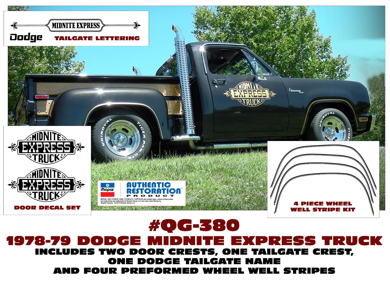 QG-380 1978 1979 DODGE - MIDNITE EXPRESS TRUCK - COMPLETE STRIPE ...