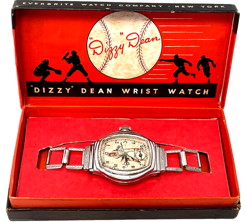 DIZZY DEAN 1930's WRIST WATCH / EVERBRITE WATCH CO. WITH BOX VERY RARE ...