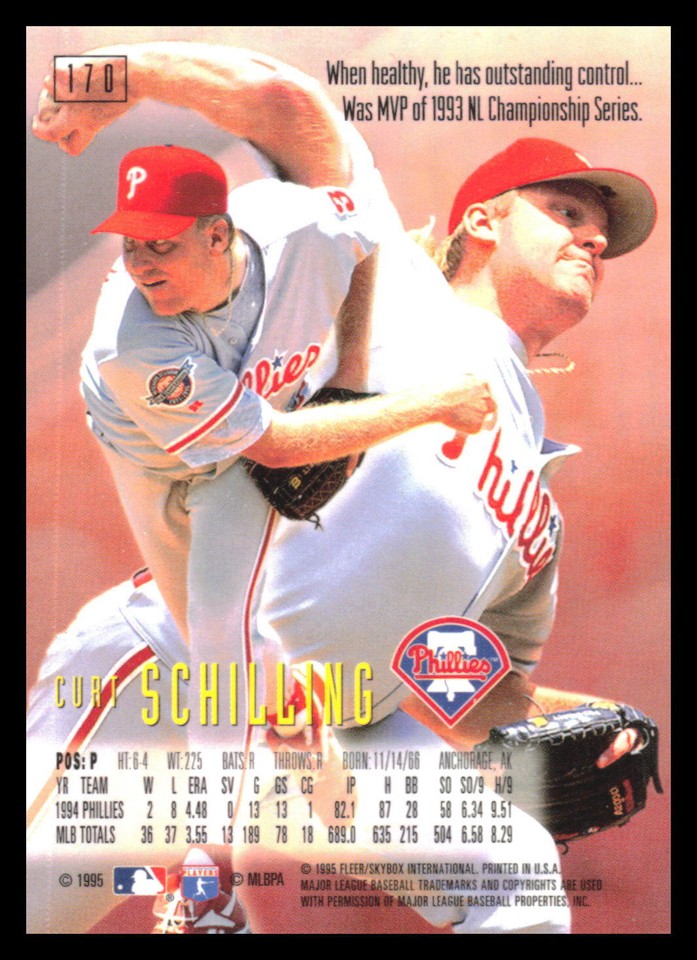 1995 SkyBox E-Motion Curt Schilling #170 Philadelphia Phillies 4A | eBay