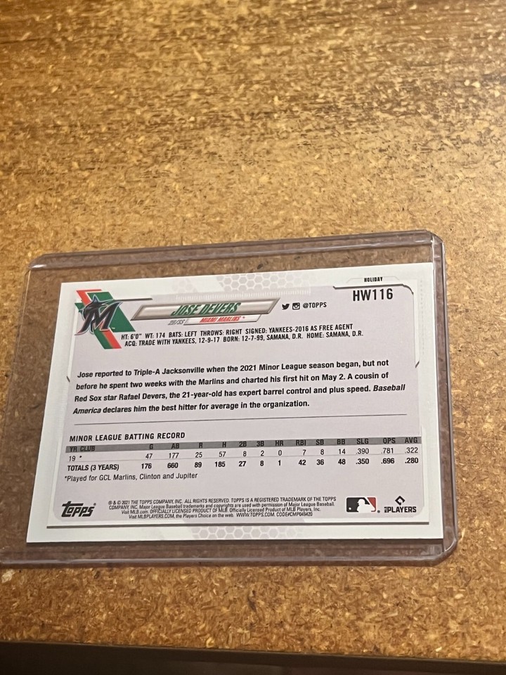 2021 Topps Holiday Baseball # HW116 Jose Devers RC | eBay