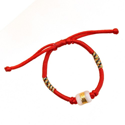 Natural Jade Bead Lucky Red Colorful Cord String Braided Knitted Rope ...