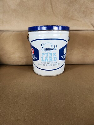 VINTAGE SUNNYFIELD A & P PURE LARD 8 POUND TIN BUCKET PAIL NEW YORK | eBay