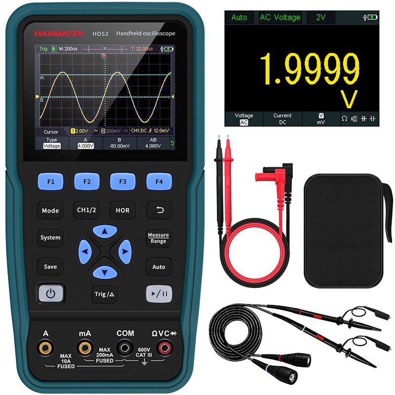 50M HO52 Digital Oscilloscope Dual Channel Oscilloscope with Built-in ...