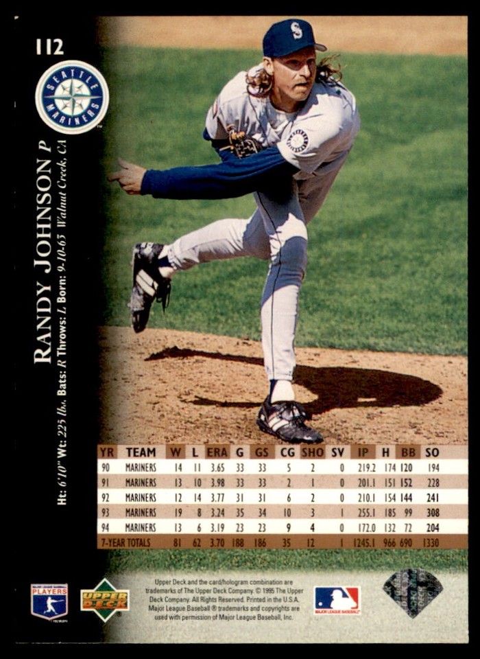 1995 Upper Deck #112 Randy Johnson Seattle Mariners | eBay