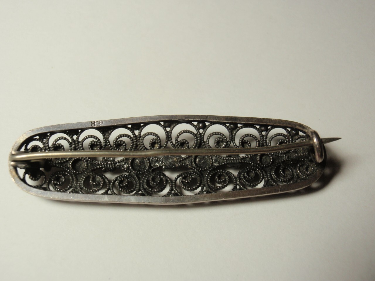 Vintage 835 Silver Brooch Pin - Gem