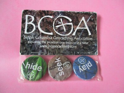 Hide Seek Play Lot of 3 Pins British Columbia Geocaching Ass Pin | eBay