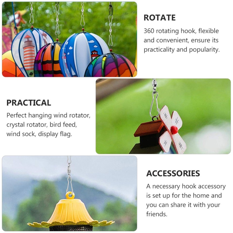 10 Pcs Rotating Wind Chime Hook Windsock Clips Rotation Utility Hooks ...