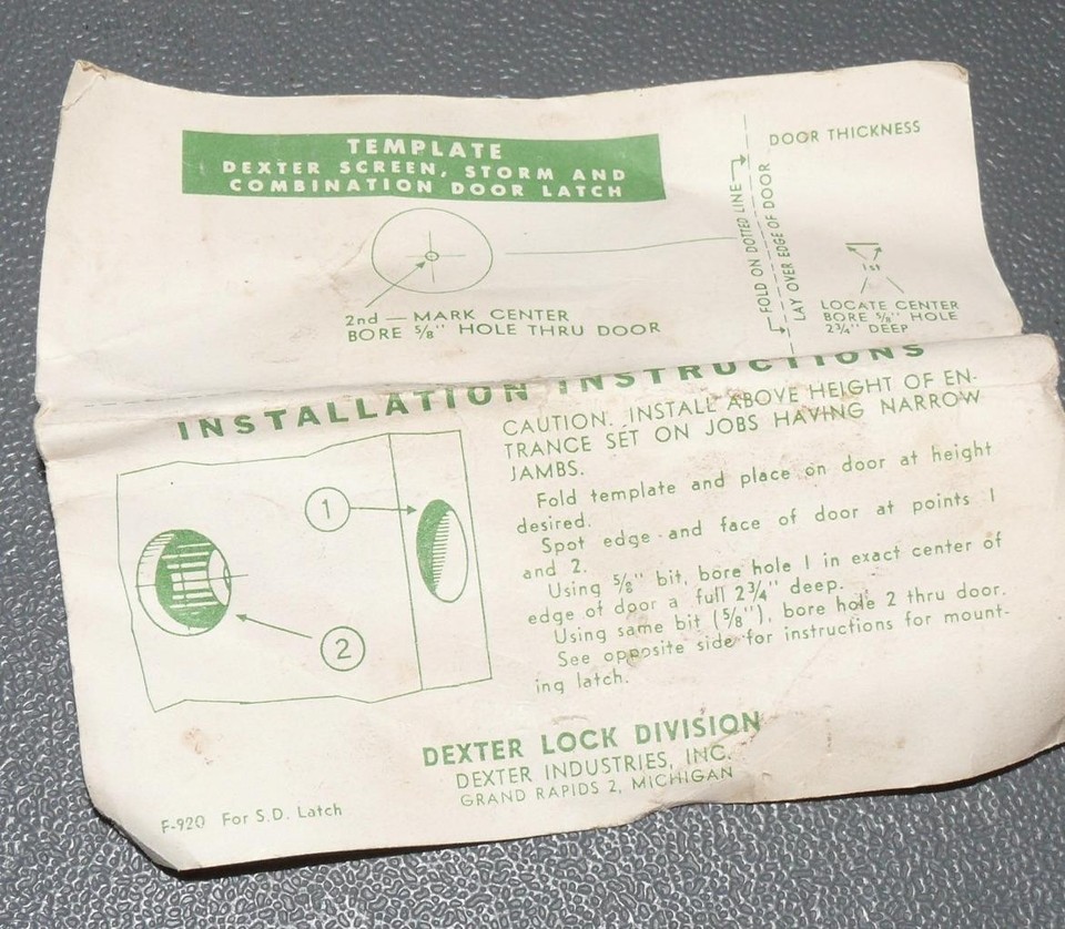 Vintage NOS Dexter lock co screen & combination door latch set 1159 w ...