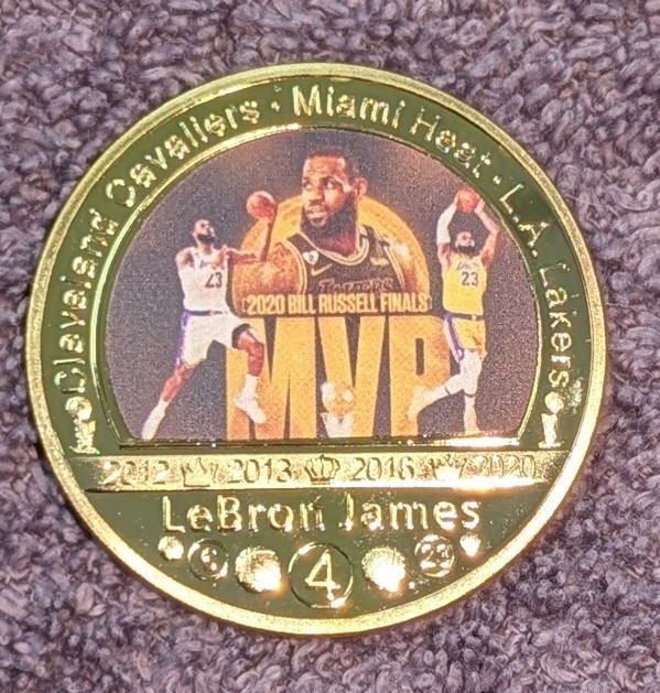 LeBron James MVP Gold Coin Basket Ball NBA Autograph Sport Miami Heat ...