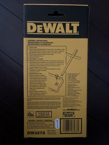 DEWALT DW3278 Circular Saw Cutting Guide Rip Fence - for sale online | eBay