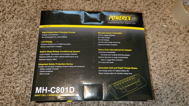 Powerex MH-C801D 8-Cell AA/AAA NiMH/NiCD Batteries Charger - Black for ...