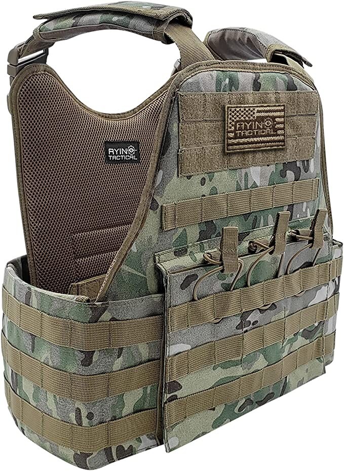 Adjustable Plate & Magazine Chest Rig Vest, MOLLE EDC Vest, Multi Cam ...