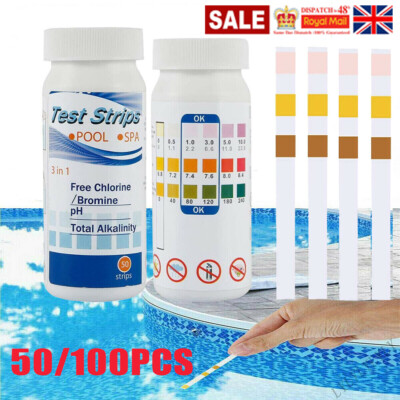 100PCS Chlorine Dip Test Strips Water Swimming Pool SPA Hot Tub PH ...