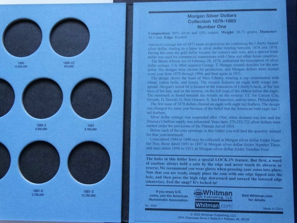 Set of 4 - Whitman Morgan Silver Dollars Coin Folders Number 1-4 1878 ...