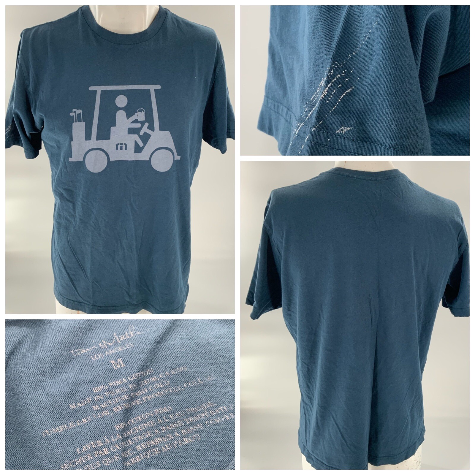 Travis Mathew Golf Cart Beer T-Shirt M Men Blue Pima Cotton Made Peru ...