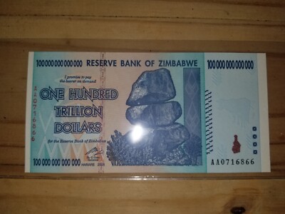 1 Zimbabwe 100 Trillion Dollar Banknote AA /2008, P-91, UNC, 100 ...