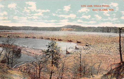 Eau Claire Wisconsin Dells Pond Log Jam Antique Postcard K45125 | eBay