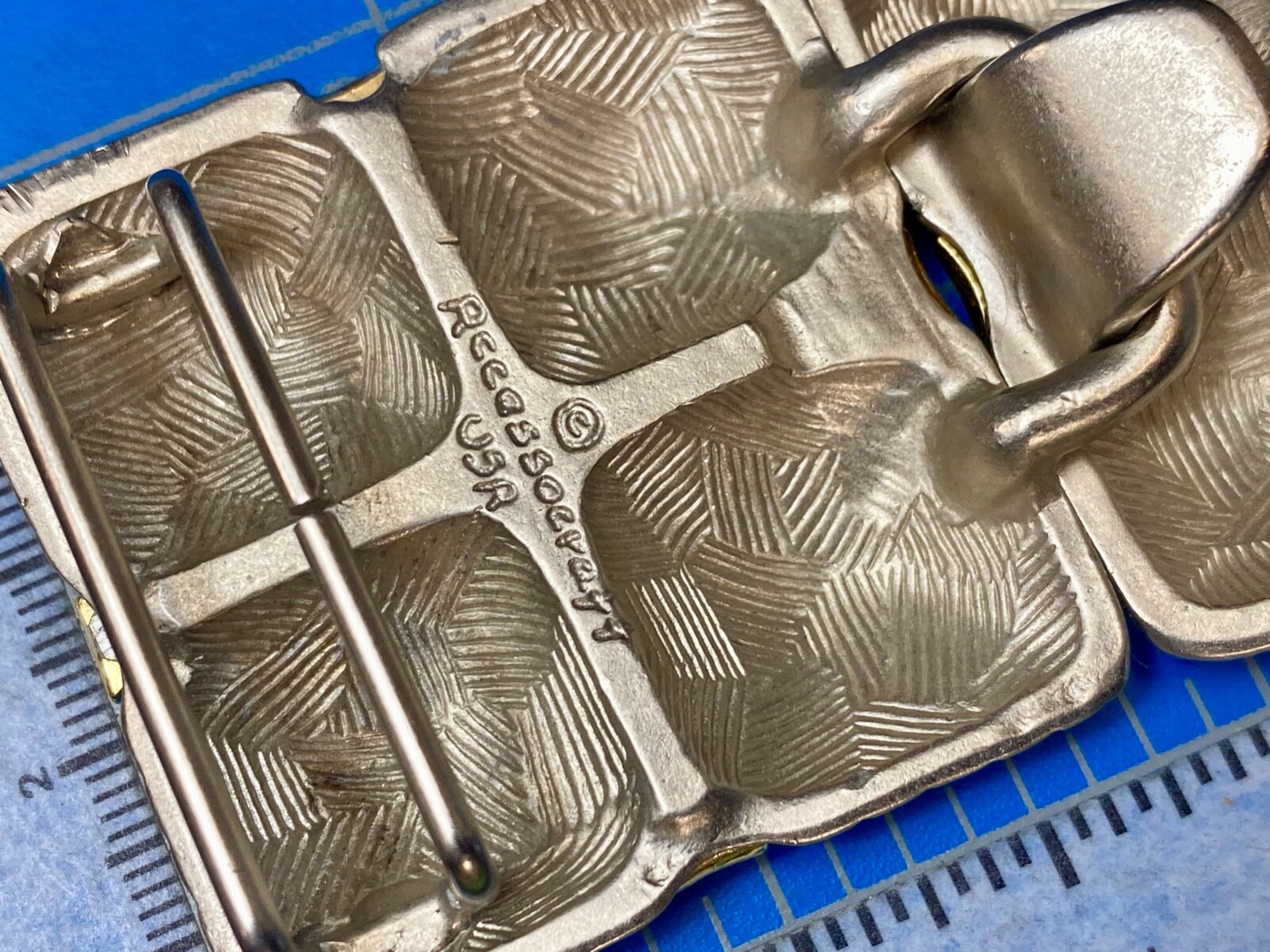 Vintage Two piece Interlocking two tone squares belt … - Gem