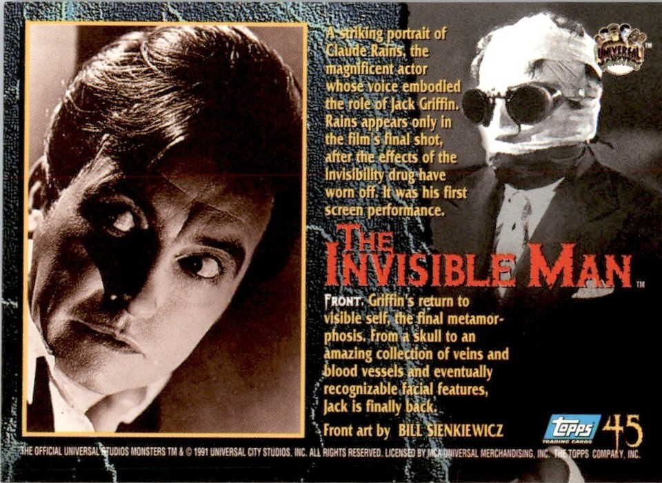 1994 Topps Universal Monsters #45 The Invisible Man | eBay