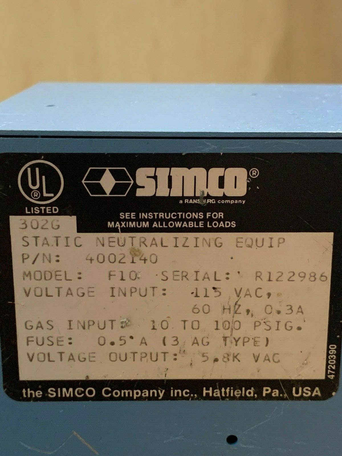 Simco F10 4002140 Top Gun Static Neutralizing Blow Off Gun 302G | eBay