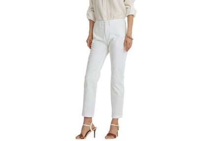 New Ralph Lauren Women's Slim Fit Stretch Chino Pants Size 10 White ...
