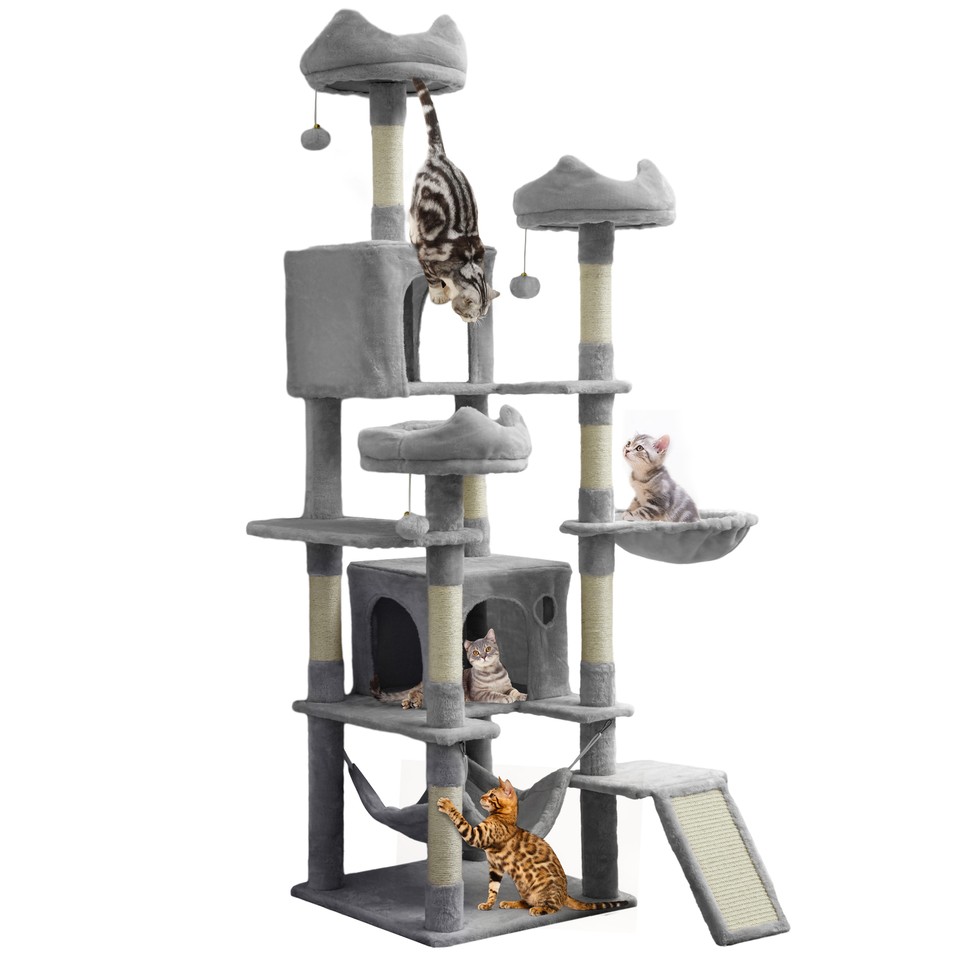 Oaurkea 75 Inches Indoor Cat Tree Tall Cat Tower for Large Cats 20 lbs ...