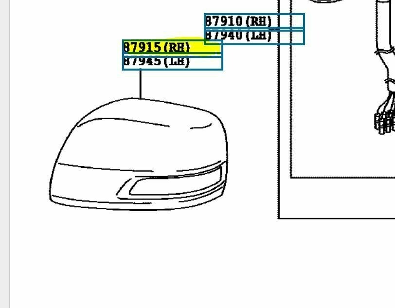 Toyota Genuine 8791560050B0 Cover Outer Mirror RH 87915-60050-B0 OEM | eBay