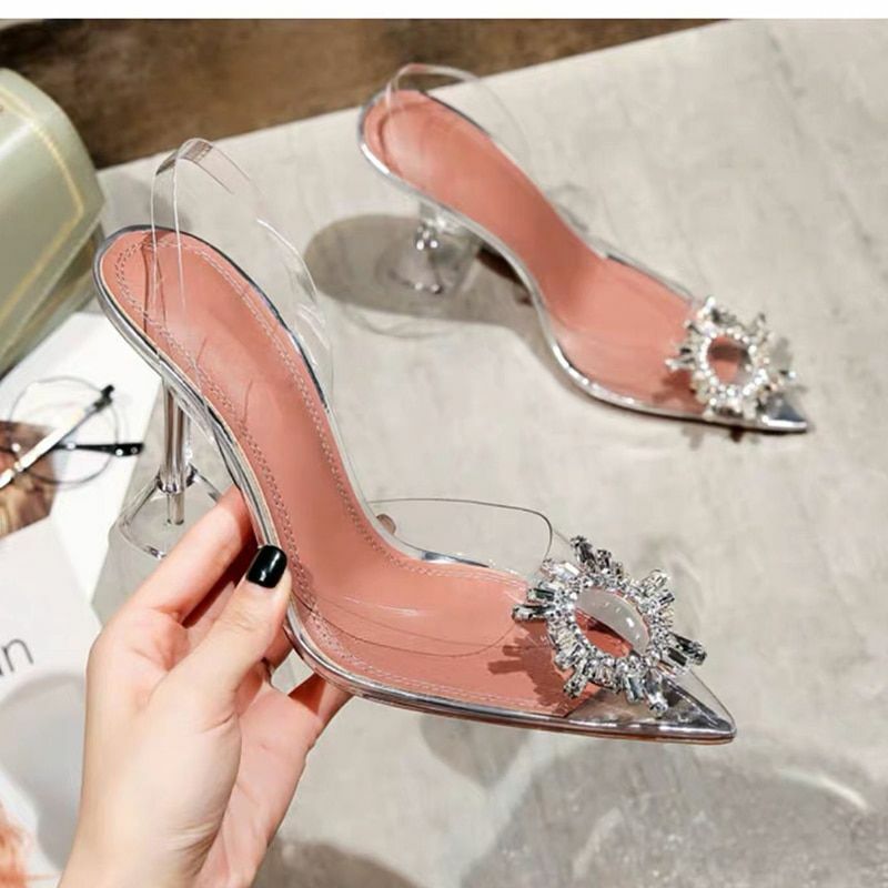 Solid Summer Transparent Women Pumps PVC Party Crystal Shoes High Heels ...