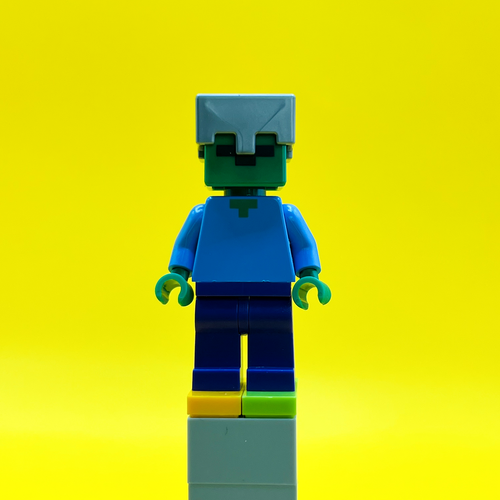 LEGO Minecraft Minifigure Zombie - Dark Purple Legs, Flat Silver Helmet ...